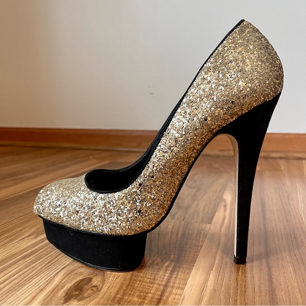 Velvet Platform & Sequin Body Heels - Gem
